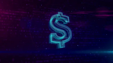 Dollar sign on cyber background | Stock Video | Pond5