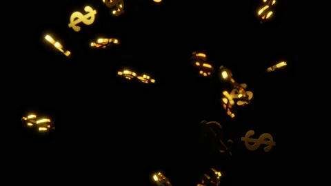 Dollar sign falling on a black backgroun... | Stock Video | Pond5