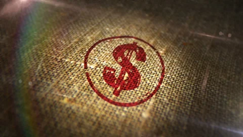 Dollar symbol sign stamp on linen sack l... | Stock Video | Pond5