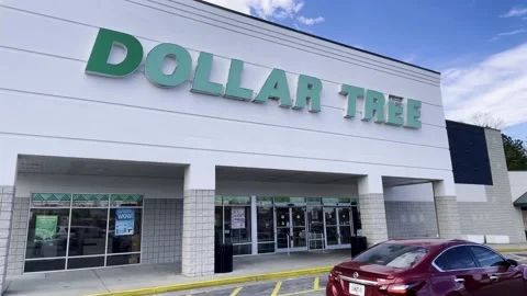 Dollar Tree retail store exterior pan tr... | Stock Video | Pond5