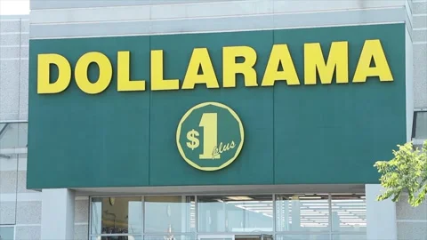 dollarama sign logo on front of store wi... | Stock Video | Pond5