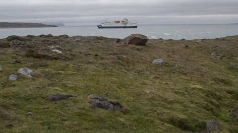 Dolly of Arctic Coastline With Cruise Sh... | Stock Video | Pond5