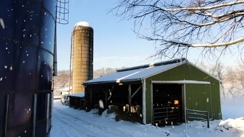 Dolly Forward, Farm Barn And Grain Silo ... | Stock Video | Pond5