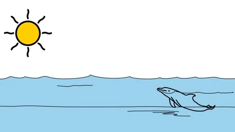Dolphin Sketch and 2d animated, playful ... | Stock Video | Pond5