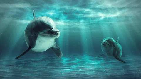 Dolphins Underwater 4K Loop Animation | Stock Video | Pond5