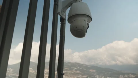 Dome surveillance camera on the top of t... | Stock Video | Pond5