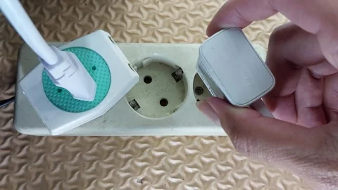 Domestic AC power plugs and sockets are ... | Stock Video | Pond5