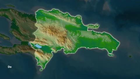 Dominican Republic map - solid. Glow. Ph... | Stock Video | Pond5