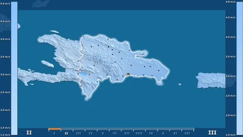 Dominican Republic - wind speed, borders... | Stock Video | Pond5