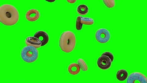 Donuts Falling Down On Green Screen With... | Stock Video | Pond5