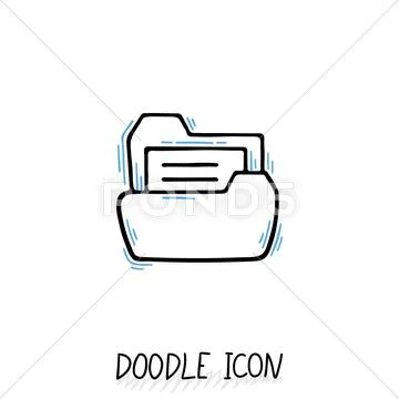 Doodle folder icon with paper: Royalty Free #61889314