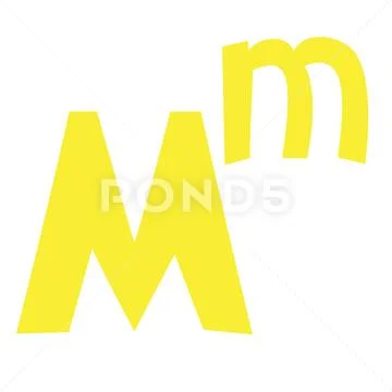 Doodle playful letter M uppercase, lowercase abc colorful cartoon funny ...