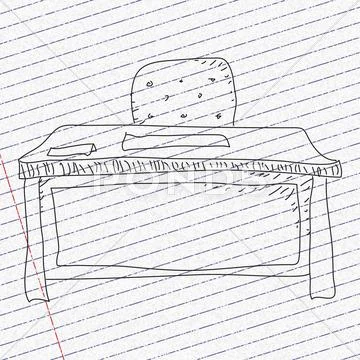 Doodle sketch of a desk on paper background ~ Clip Art #67238623