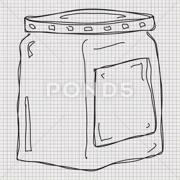 Doodle sketch of a jar on graph paper background ~ Clip Art #67322803