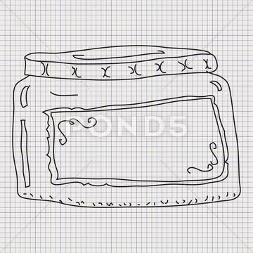 Doodle sketch of a jar on graph paper background ~ Clip Art #67345959