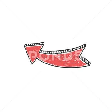 Doodle style red arrow drawing. Vector drawing by hand. red arrow on ...