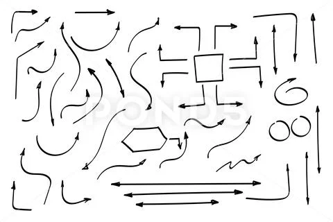 Doodle symbols. Pointer icons. Pointer graphic symbols.: Royalty Free ...