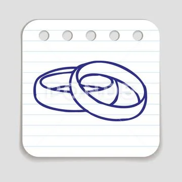 Doodle Wedding Rings icon Doodle Wedding Rings icon. Blue pen hand ...