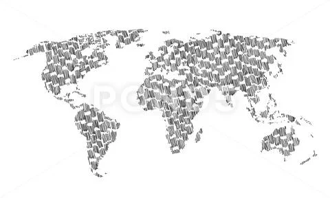 Doodle world map sketch. Planet Earth sketch Illustration #133329952