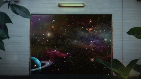 Door Open Space Planets Zoom In Stars Sc... | Stock Video | Pond5