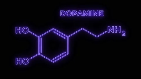 Dopamine Chemical molecular formula Neon... | Stock Video | Pond5