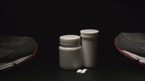 DOPING: Plastic containers, pills and sp... | Stock Video | Pond5