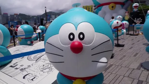 Doraemon exhibition opens in Hong Kong, ... | Stock Video | Pond5