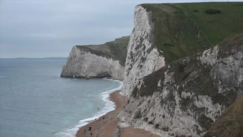 Dorset England cliffs over the water. Pe... | Stock Video | Pond5