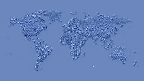 Dots world map. seamless loop. digital w... | Stock Video | Pond5