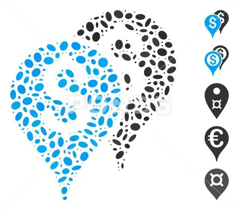 Dotted Collage Bank Map Markers: Royalty Free #125968358