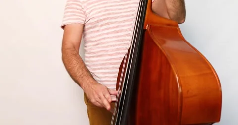 Double bass player man playing classic w... | Stock Video | Pond5