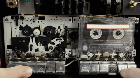 Double cassette Tape recorder inside mec... | Stock Video | Pond5