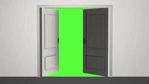 Double Door Opening Animation with Green... | Stock Video | Pond5