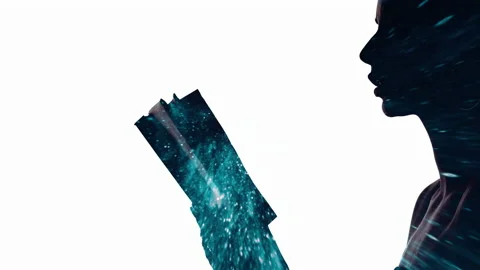 double exposure silhouette spark girl re... | Stock Video | Pond5