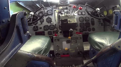 Douglas DC3 Interior Of Cockpit | Stock Video | Pond5