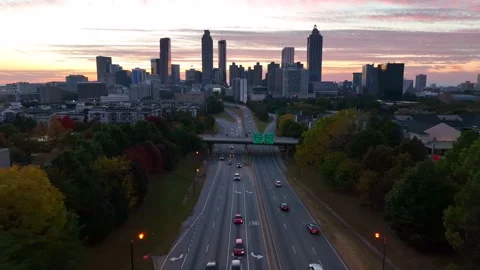 Downtown Atlanta at night. Traffic enter... | Stock Video | Pond5