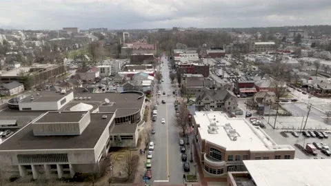 Downtown Bloomington, Indiana with drone... | Stock Video | Pond5