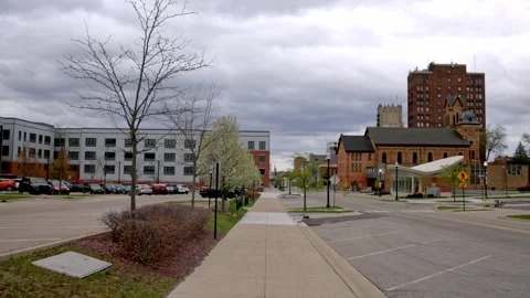 Downtown Jackson, Michigan with gimbal v... | Stock Video | Pond5