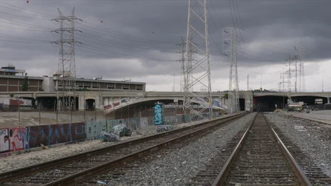 DOWNTOWN LA TRAIN TRACK AND FREEWAY BEFO... | Stock Video | Pond5