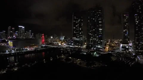 downtown miami aerial at night 4k | Stock Video | Pond5