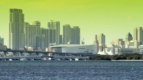 Downtown Miami Yellow Color Grading | Stock Video | Pond5