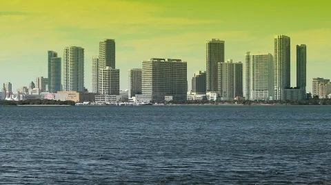 Downtown Miami Yellow Color Grading | Stock Video | Pond5