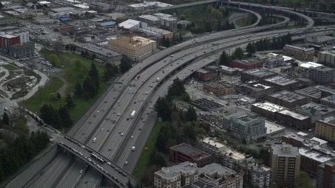 Downtown Seattle Skyline and Freeway 4K ... | Stock Video | Pond5