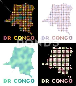 DR Congo map. Collection of map of DR Congo in dotted style. Borders of ...