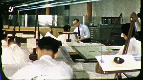 Drafting Office Engineers Men, Vintage F... | Stock Video | Pond5