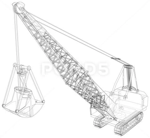 Dragline for used coal mining. Bucket is massive. The layers of visible ...