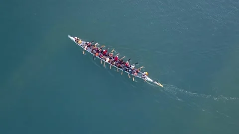 Dragon Boat team rowing together. Teamwo... | Stock Video | Pond5