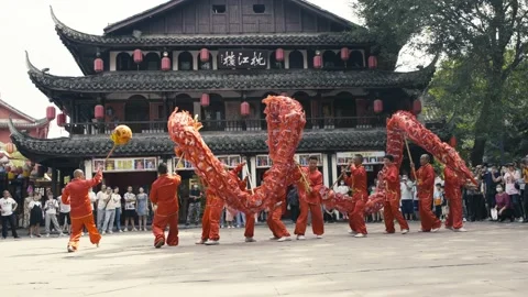 Dragon Dance traditional dance and perfo... | Stock Video | Pond5