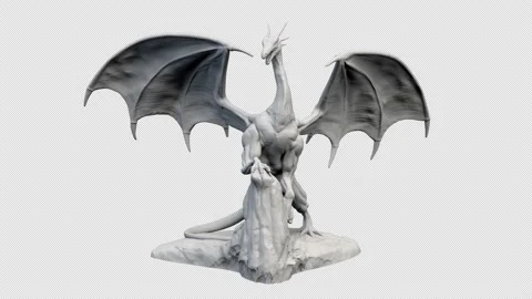 Dragon statue rotating - 3d render loope... | Stock Video | Pond5