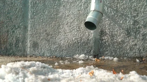 Drain melting water falling from drenage... | Stock Video | Pond5